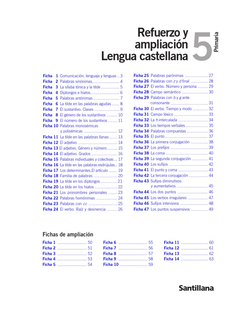 5º Refuerzo y Ampliacion de Lengua 5º Primaria PDF | PDF | Verbo | Adjetivo