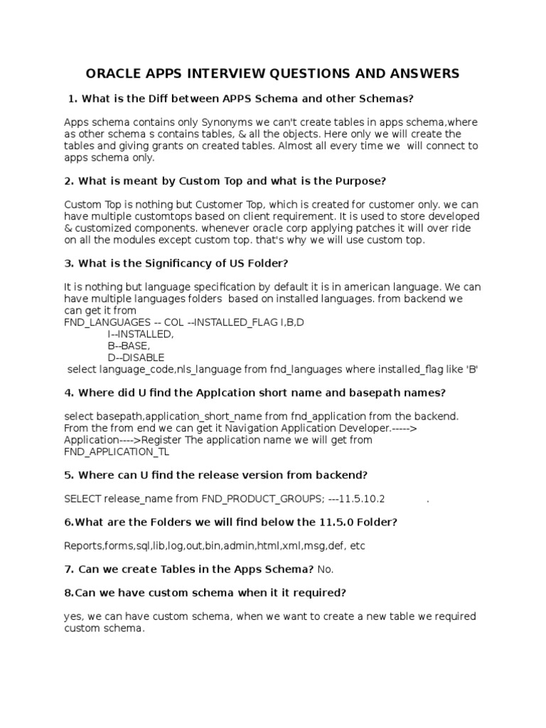Oracle Apps Interview Questions and Answers | PDF | Oracle Database | Pl/Sql