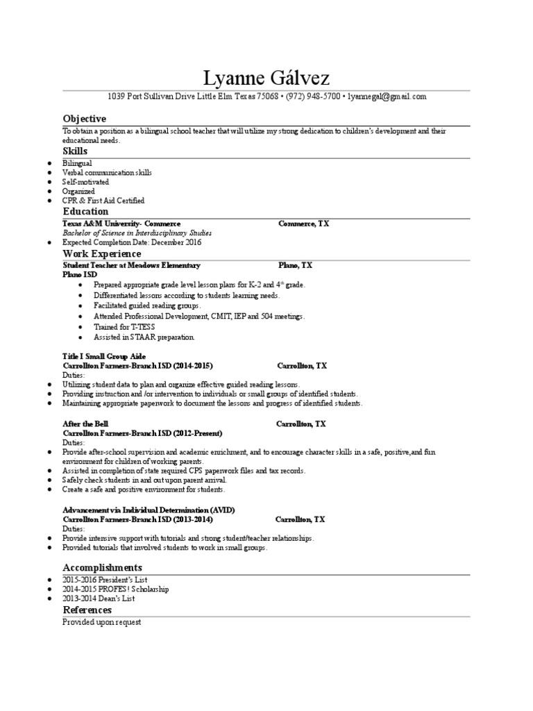 Resume Update2016 | PDF | Individualized Education Program | Teachers