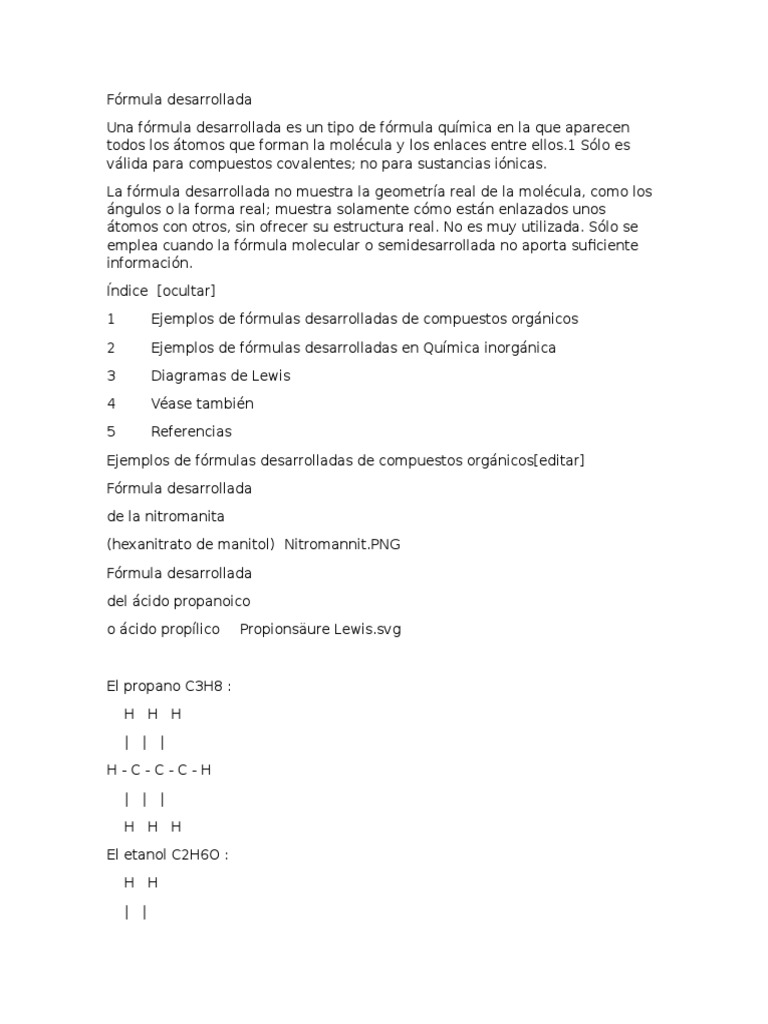 Fórmula Desarrollada | PDF