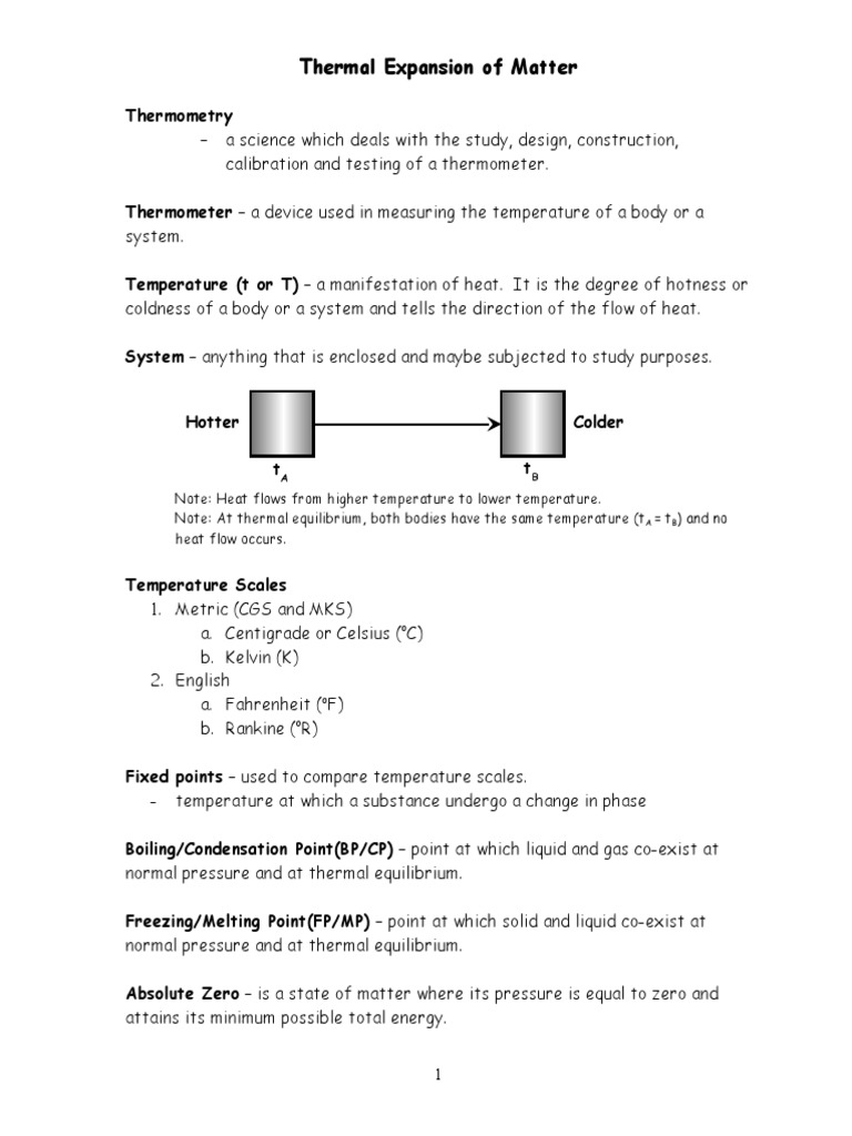 01 Thermal Expansion of Matter | PDF | Thermometer | Temperature