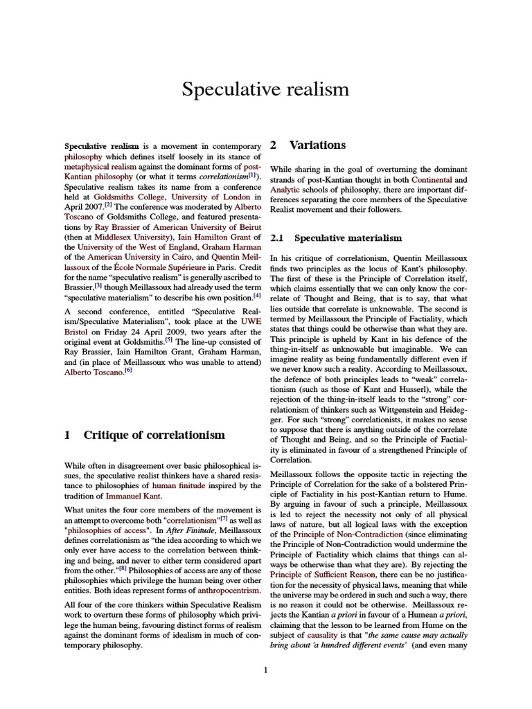 Speculative Realism | PDF | Western Philosophy | Metaphilosophy