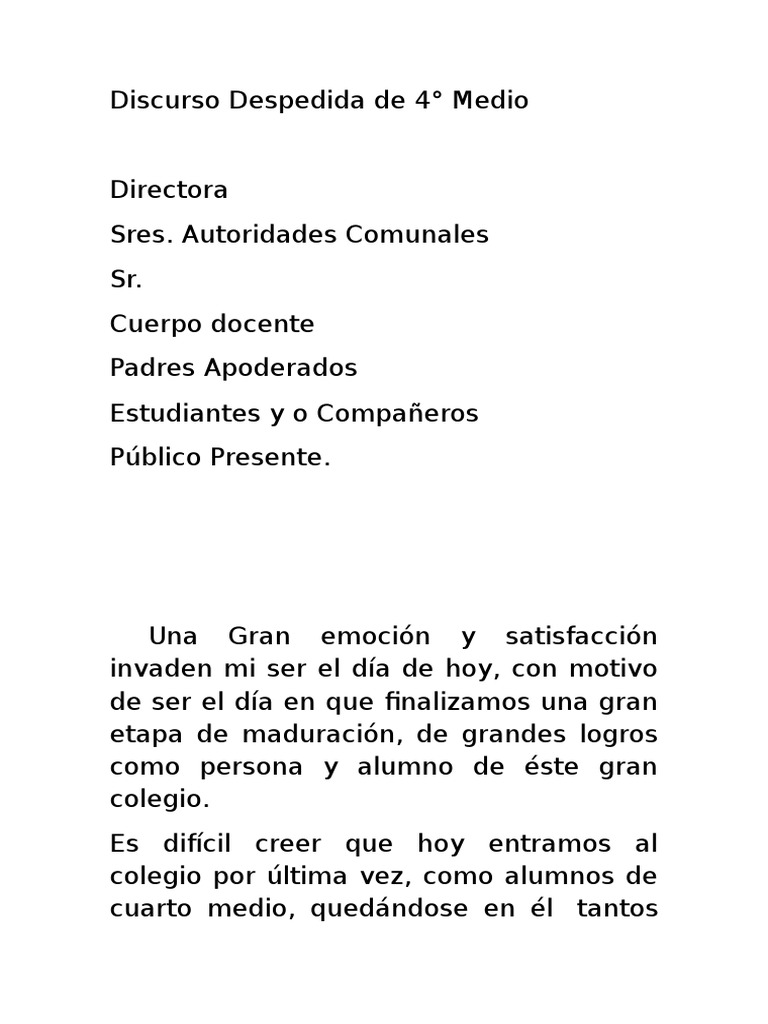 Ejemplos Discursos de Despedidas | PDF | Felicidad | Sueño