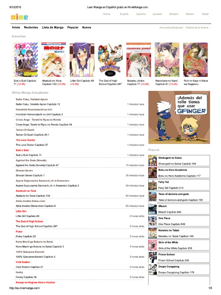 Leer Manga en Español Gratis en NineManga.com