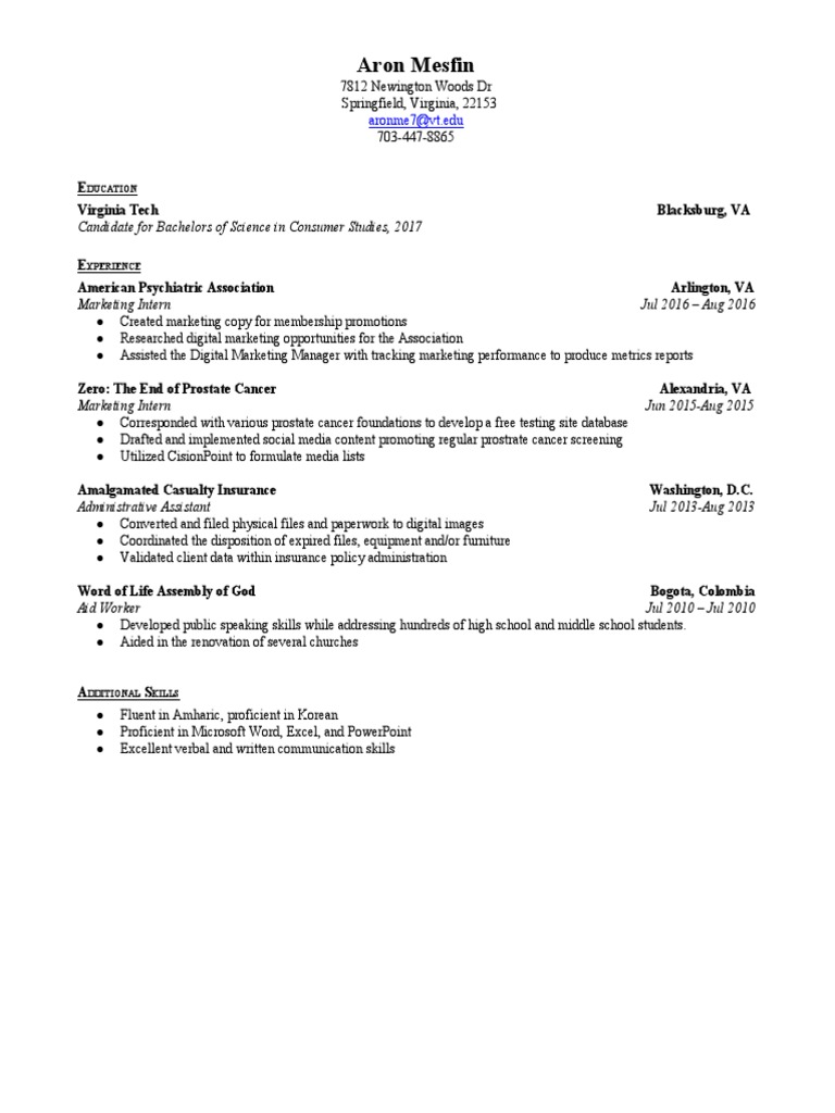 Marketing Intern Experience Summary | PDF | Career & Growth