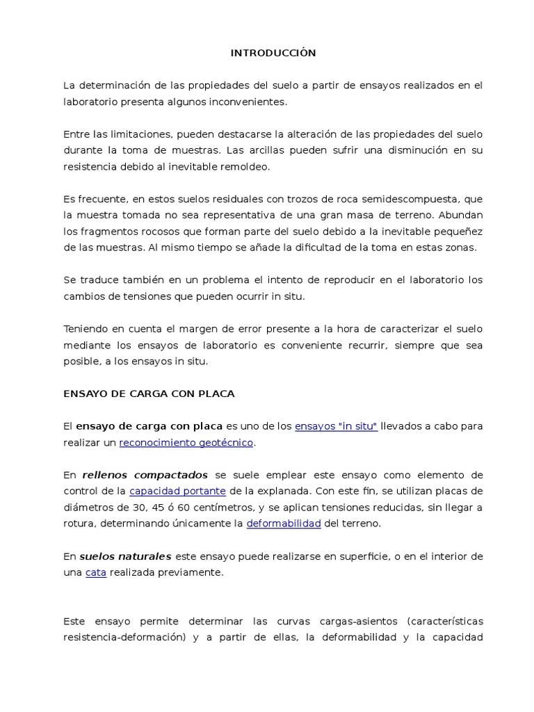 Ensayo de Carga Con Placa | PDF | Suelo | Elasticidad (Física)
