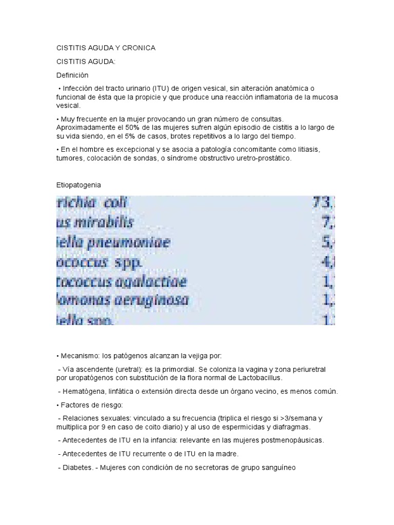 Cistitis Aguda y Cronica | PDF | Urología | Ciencias de la Salud