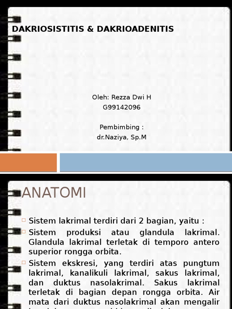 Dakriosistitis dan Dakrioadenitis: Gejala & Penanganan | PDF