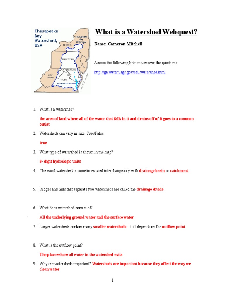 Watersheds and River Basin Webquest | PDF | Drainage Basin | Aquatic ...