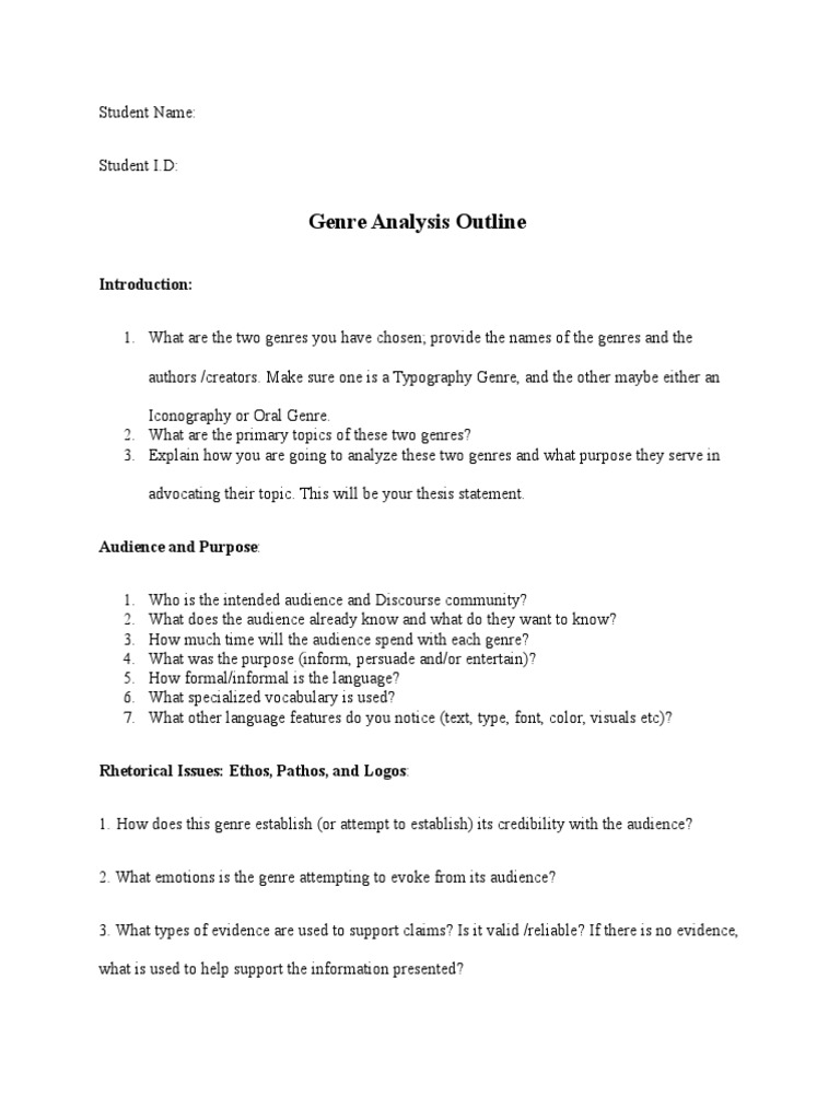 Genre Analysis Outline Template | PDF | Social Science