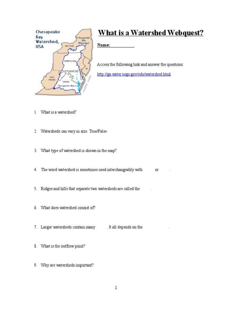 Watersheds and River Basins Activity | PDF