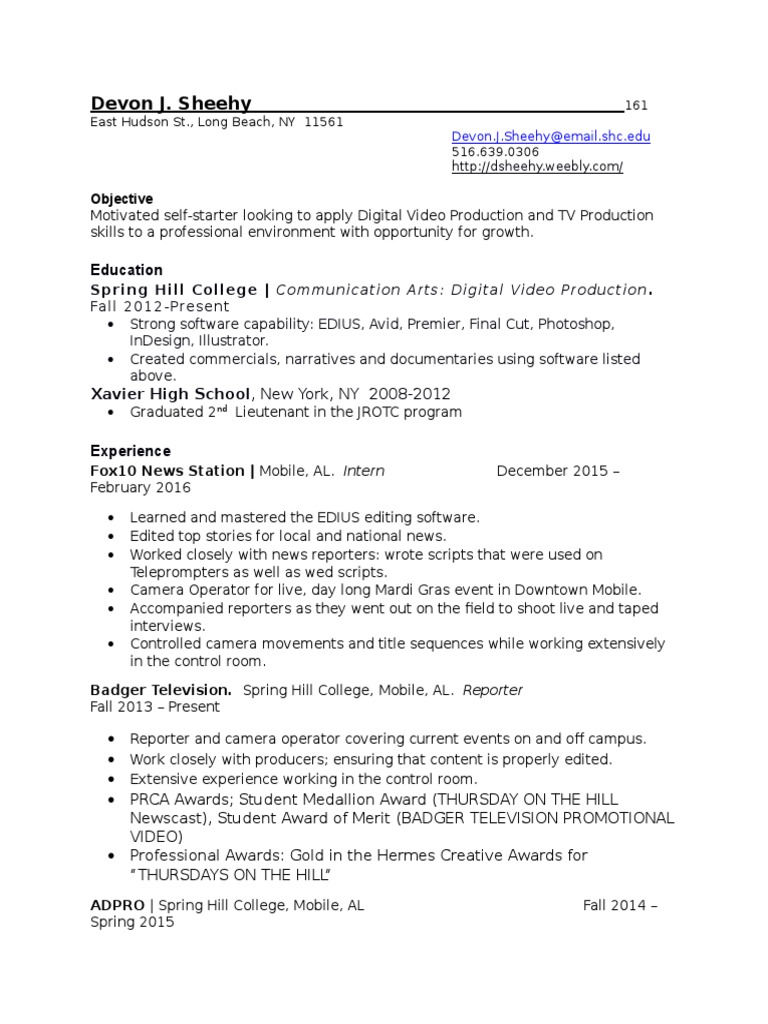 Devon Sheehys Resume Single Page Draft | PDF