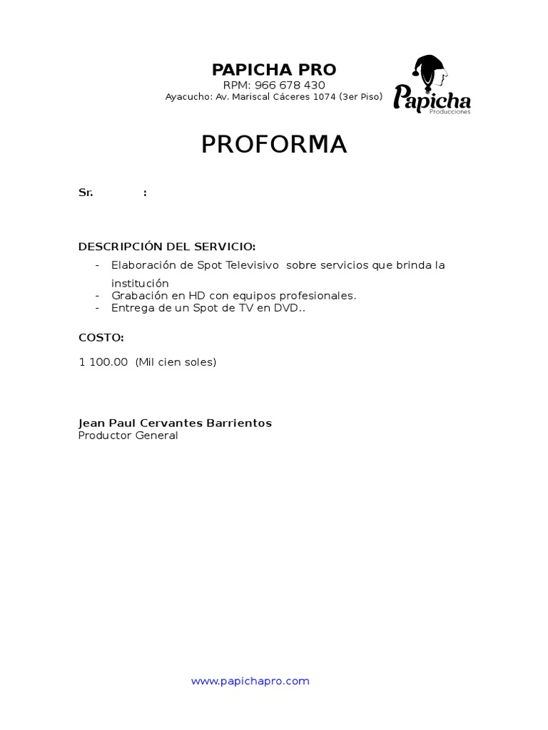 Modelo Proforma | PDF