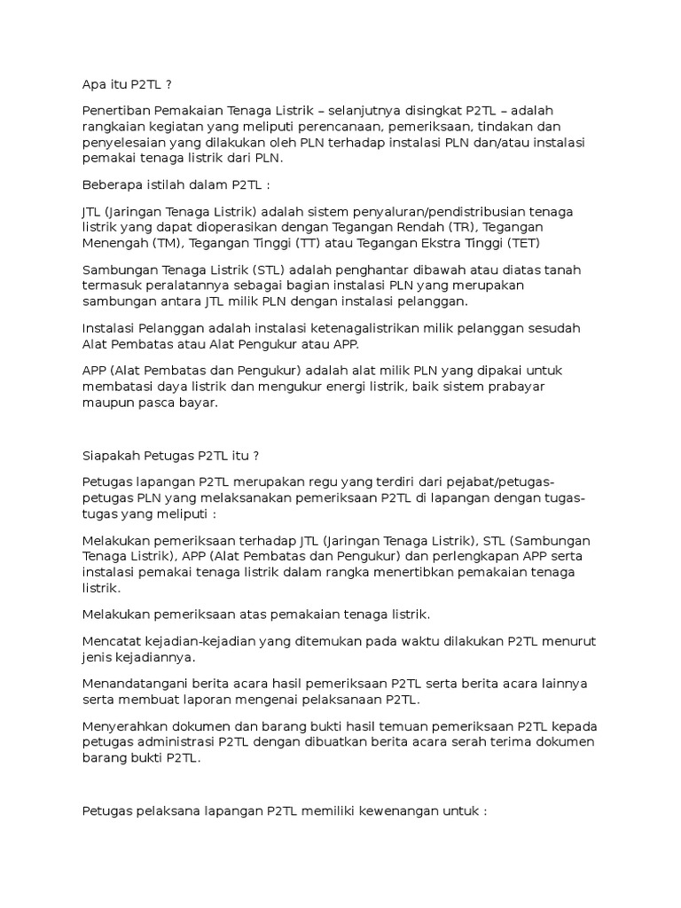 Apa Itu P2TL | PDF