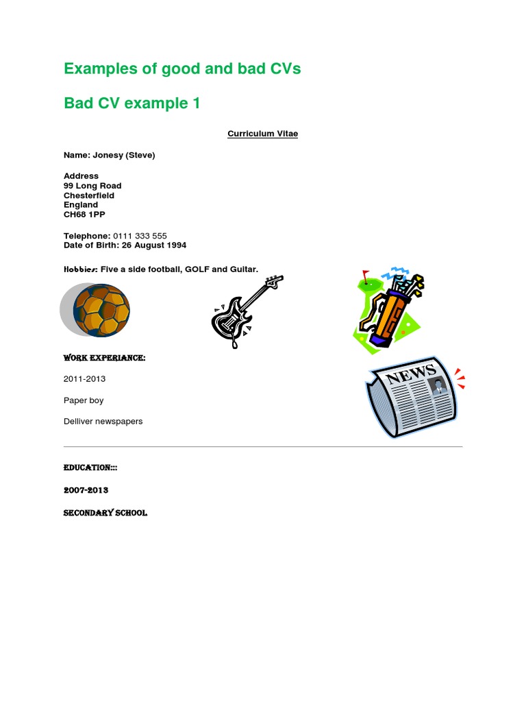 Good vs Bad CV Examples | PDF | Microsoft Excel | Microsoft Access