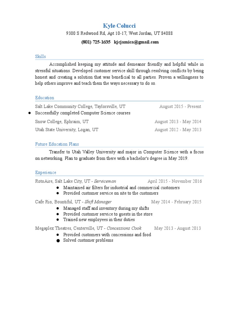 Kyles Resume | PDF | Utah | Business