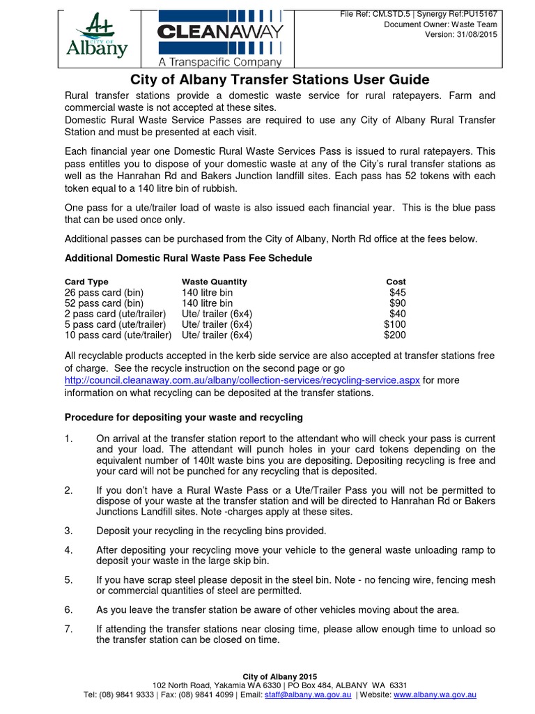 Albany Rural Waste Disposal Guide | PDF | Municipal Solid Waste | Recycling