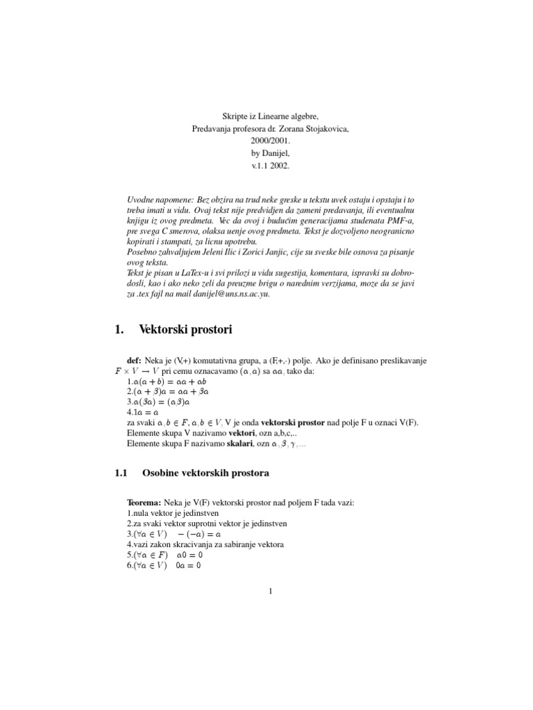 Linearna Algebra | PDF