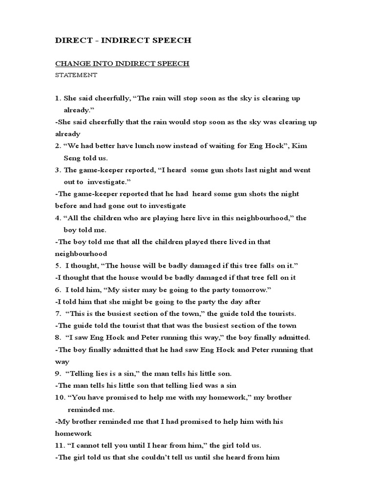 Direct Indirect Exercise | PDF | Newspapers