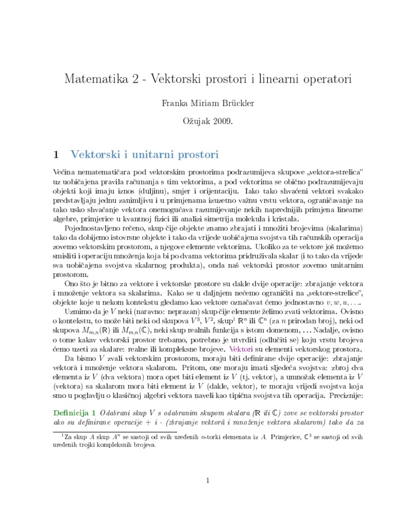 Vektorski Prostori I Linearni Operatori | PDF