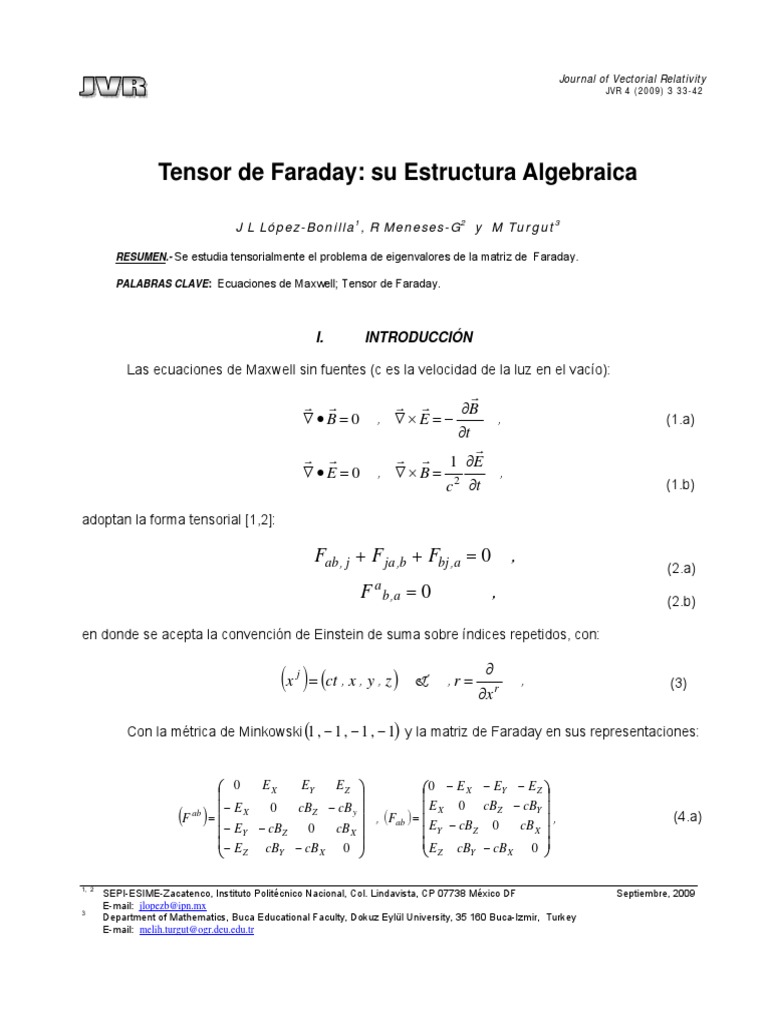 Tensor de Faraday Su Estructura Algebraica | PDF | Valores propios y ...