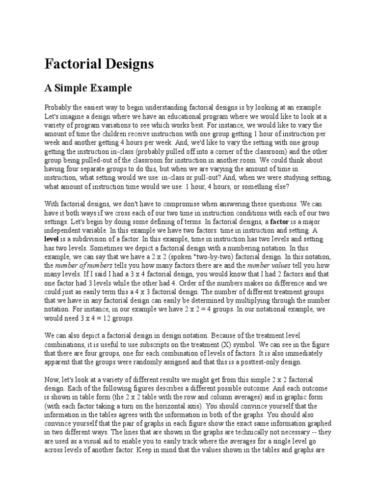 Factorial Designs: A Simple Example | PDF | Scientific Method | Experiment