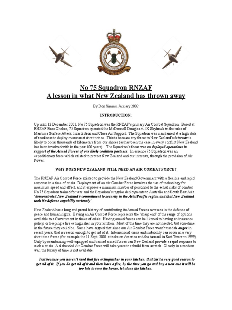 No 75 Squadron RNZAF Frat Bros A-4 | PDF | Aviation | Aeronautics