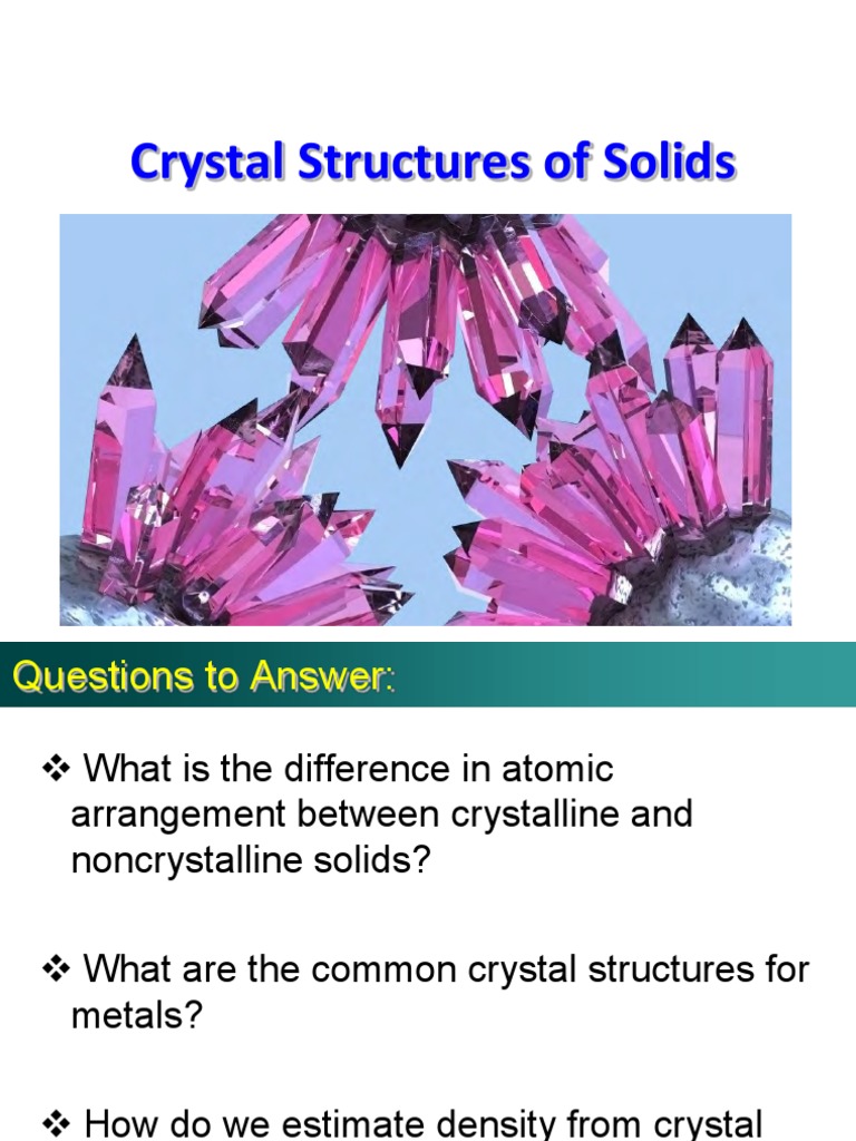 Crystal Structures and Density Estimation | PDF | Crystal Structure ...