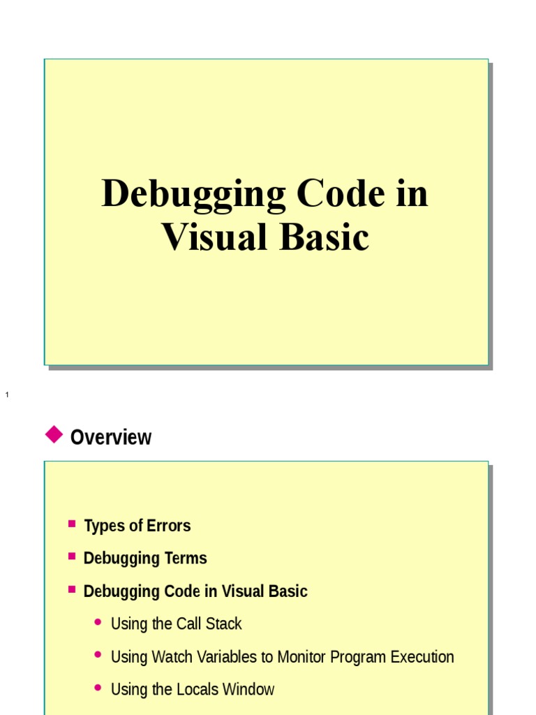 Debugging Code in Visual Basic | Debugging | Control Flow