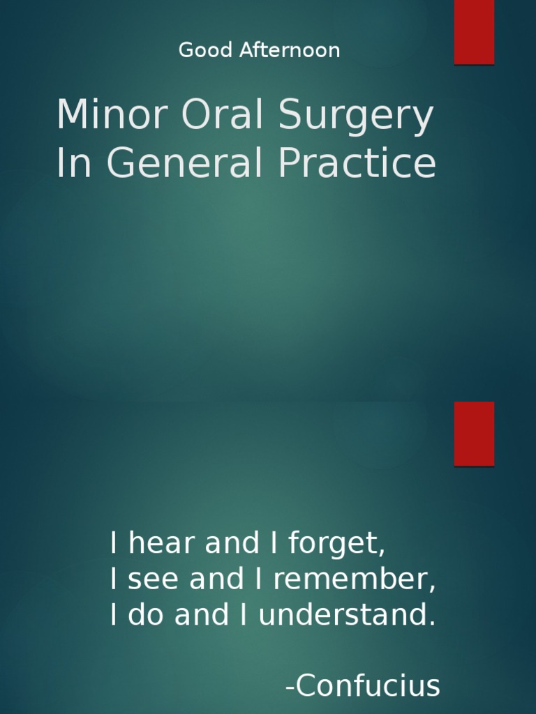 Minor Surgical Procedures in Maxillofacial Surgery | PDF | Surgery | Mouth