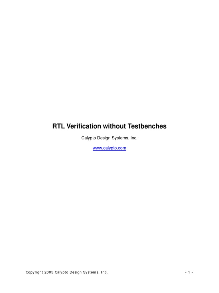 Calypto - RTL Verification Without Testbenches | PDF | Formal ...