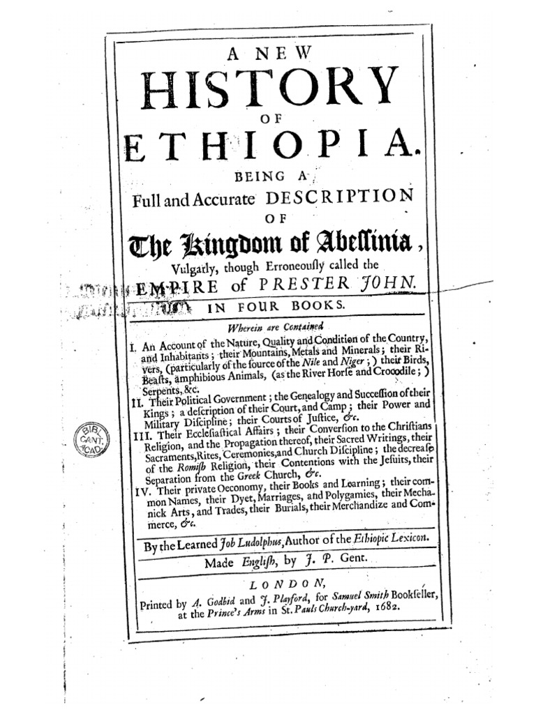 A History of Ethiopia - Ludolf, Hiob (1682) | PDF