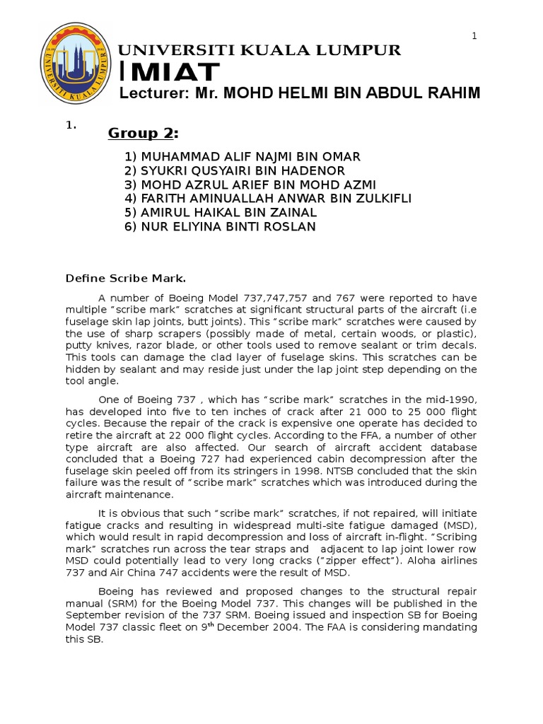 A. MH1 (Scribe Mark) | PDF | Aviation Safety | Fuselage
