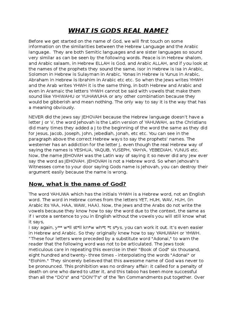 What Is Gods Real Name? | PDF | Names Of God In Judaism | Tetragrammaton
