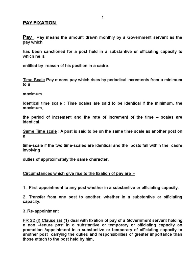 Pay Fixation Guidelines for Government Servants | PDF | Pension ...