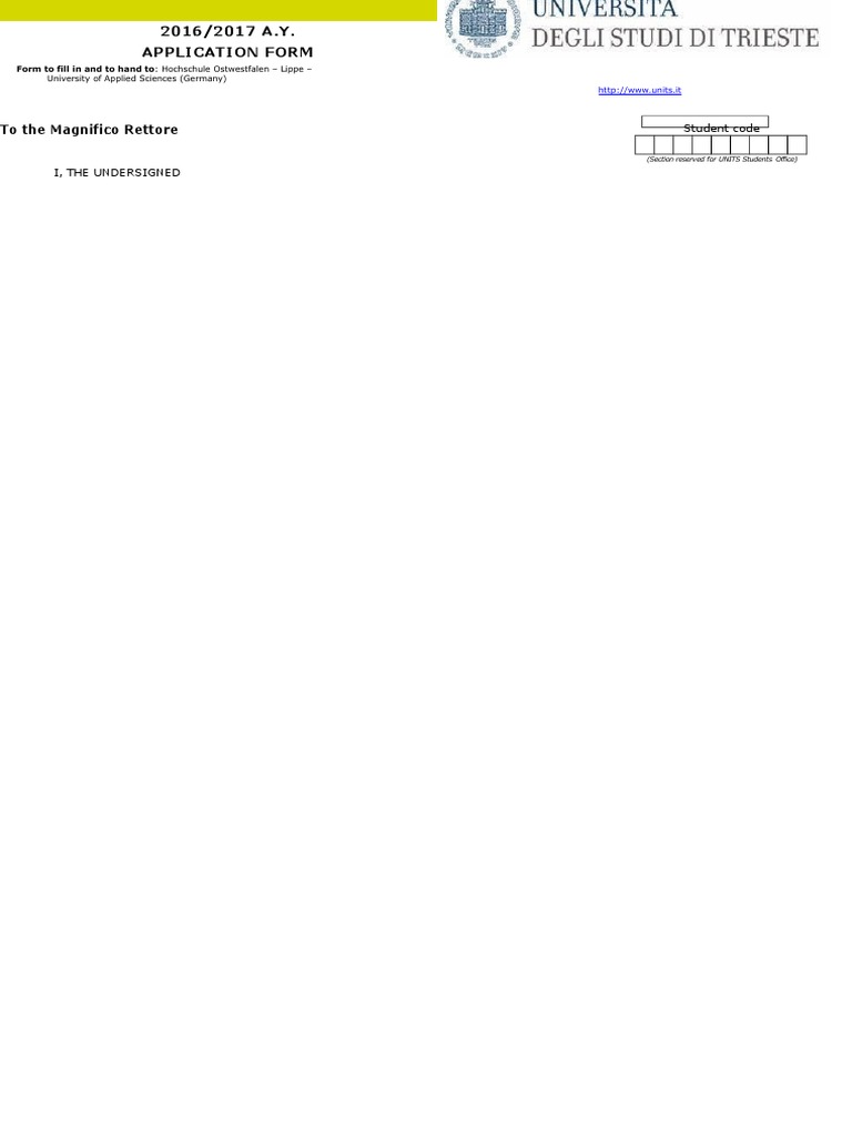 Application Form UNITS | PDF