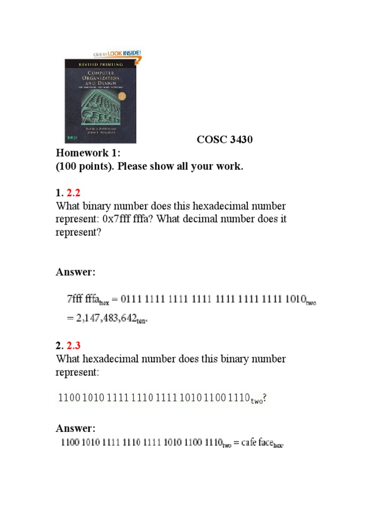 COSC 3430 Homework 1 Solutions | PDF | Array Data Structure | Mips Instruction Set
