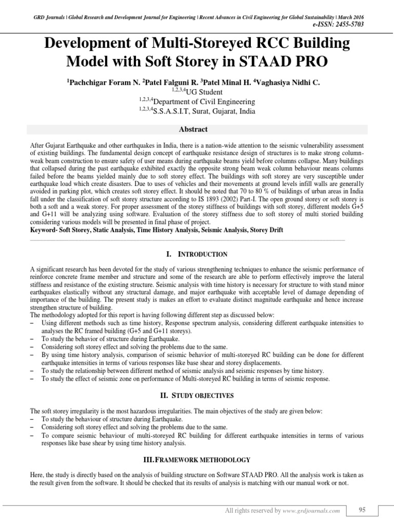 Development of Multistoried RCC Building Model With Soft Storey in ...