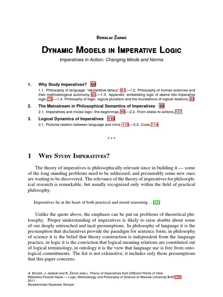 Dynamic Models in Imperative Logic | PDF | Logic | Science