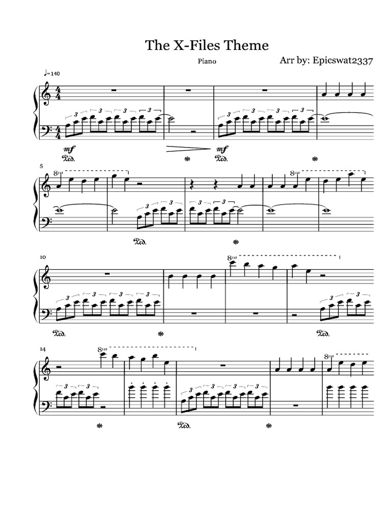 The X-Files Theme Piano Sheet | PDF