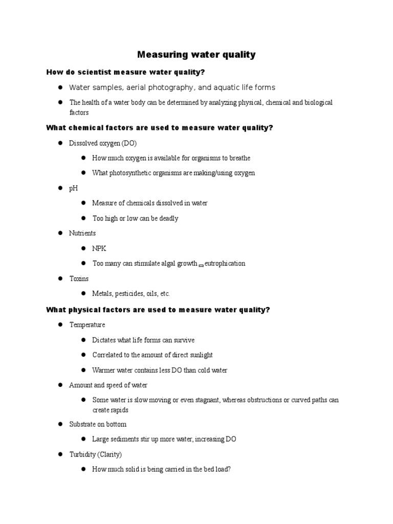 Water Quality Notes | PDF