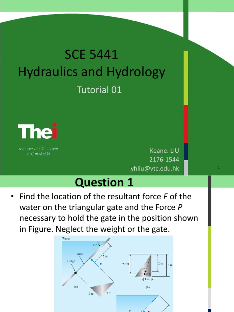 SCE 5441 Hydraulics and Hydrology: Tutorial 01 | PDF