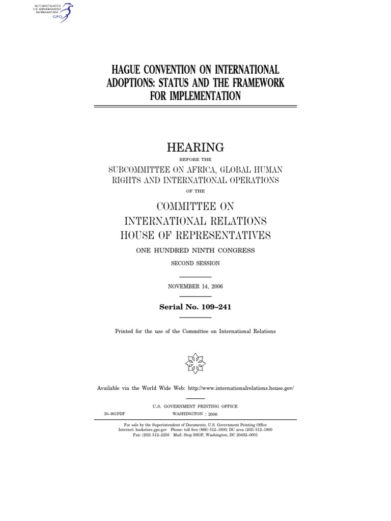 House Hearing, 109TH Congress - Hague Convention On International ...
