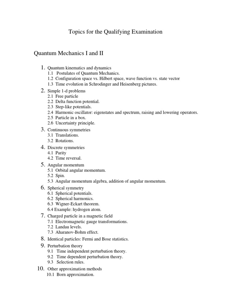 Qualifying Exam Topics in Physics | PDF | Operator (Mathematics ...