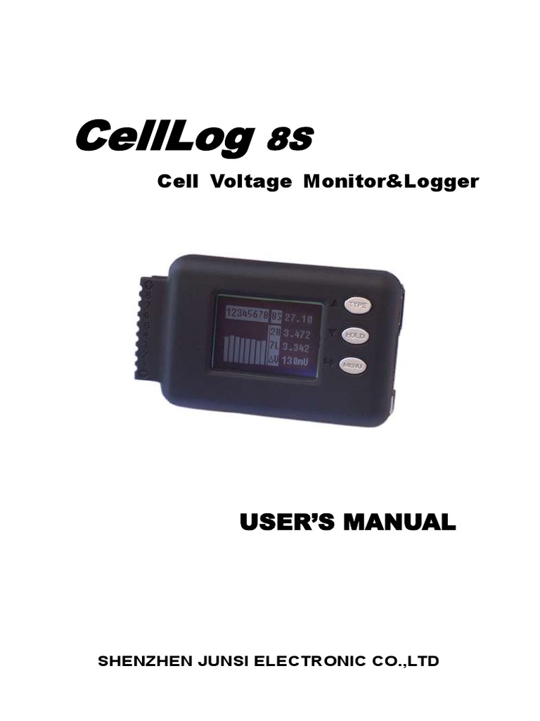 Cell Log 8s Manual | PDF | Battery (Electricity) | Usb