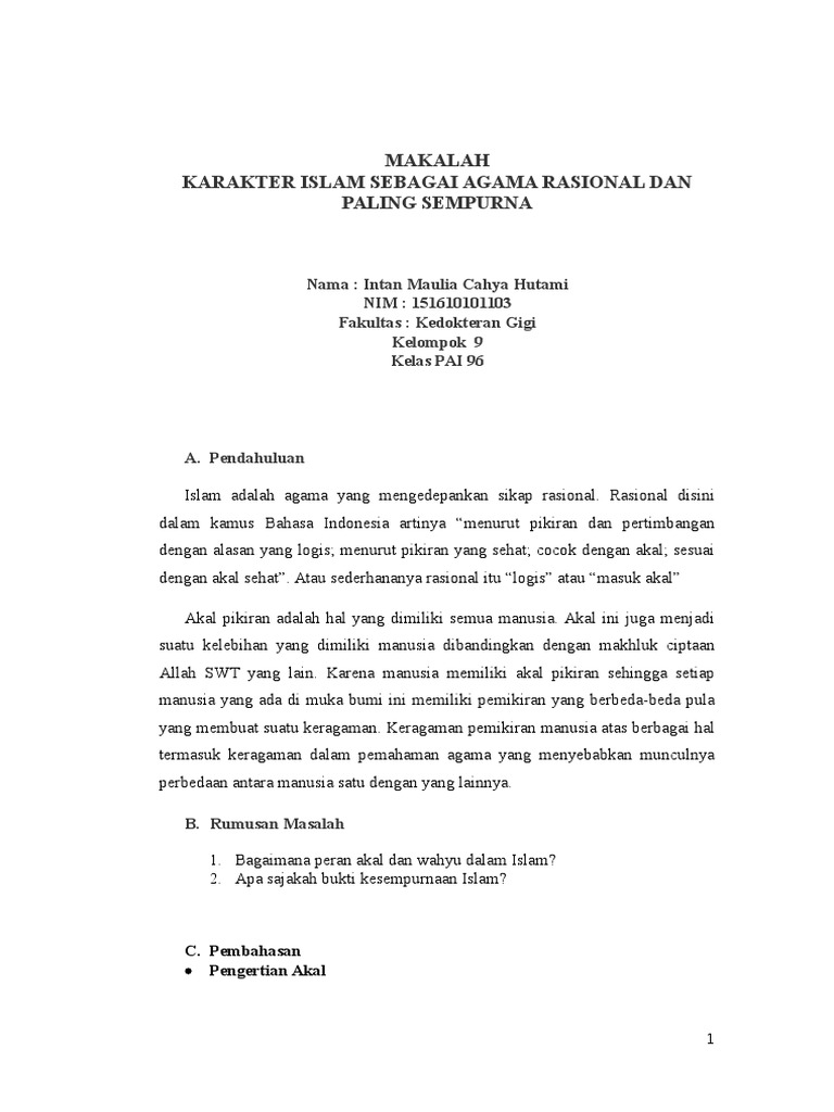 Karakter Rasional Islam dalam Kehidupan | PDF | Agama & Spiritualitas