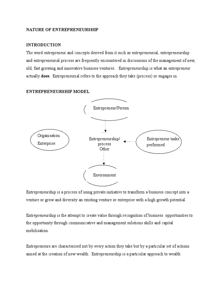 Nature of Entrepreneurship | PDF | Entrepreneurship | Innovation