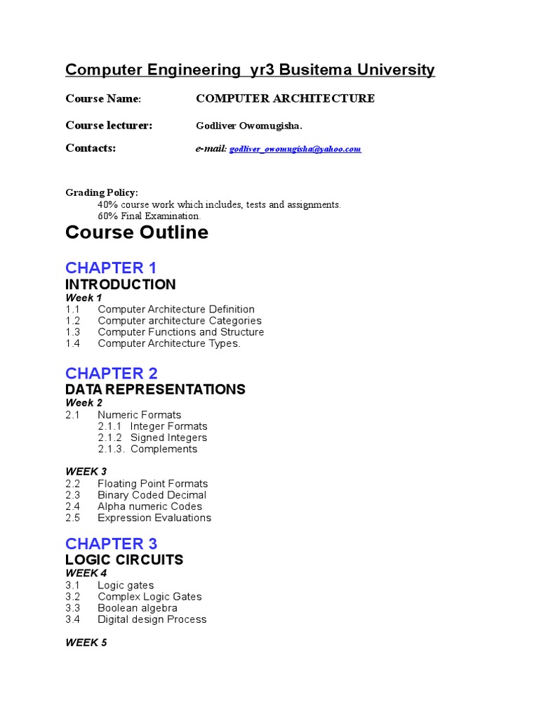Course Outline: Computer Engineering Yr3 Busitema University | PDF