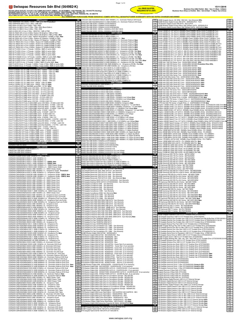 Swisspac Price List and Outlets | PDF | Advanced Micro Devices ...