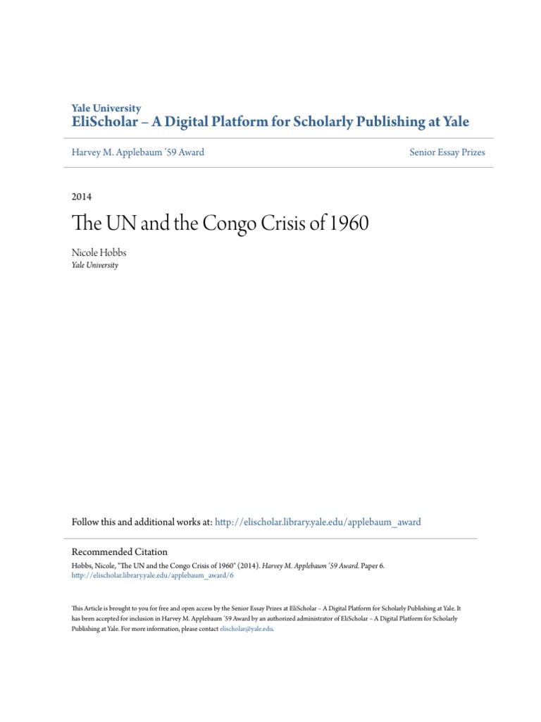 The UN and The Congo Crisis of 1960 PDF | PDF | Democratic Republic Of ...